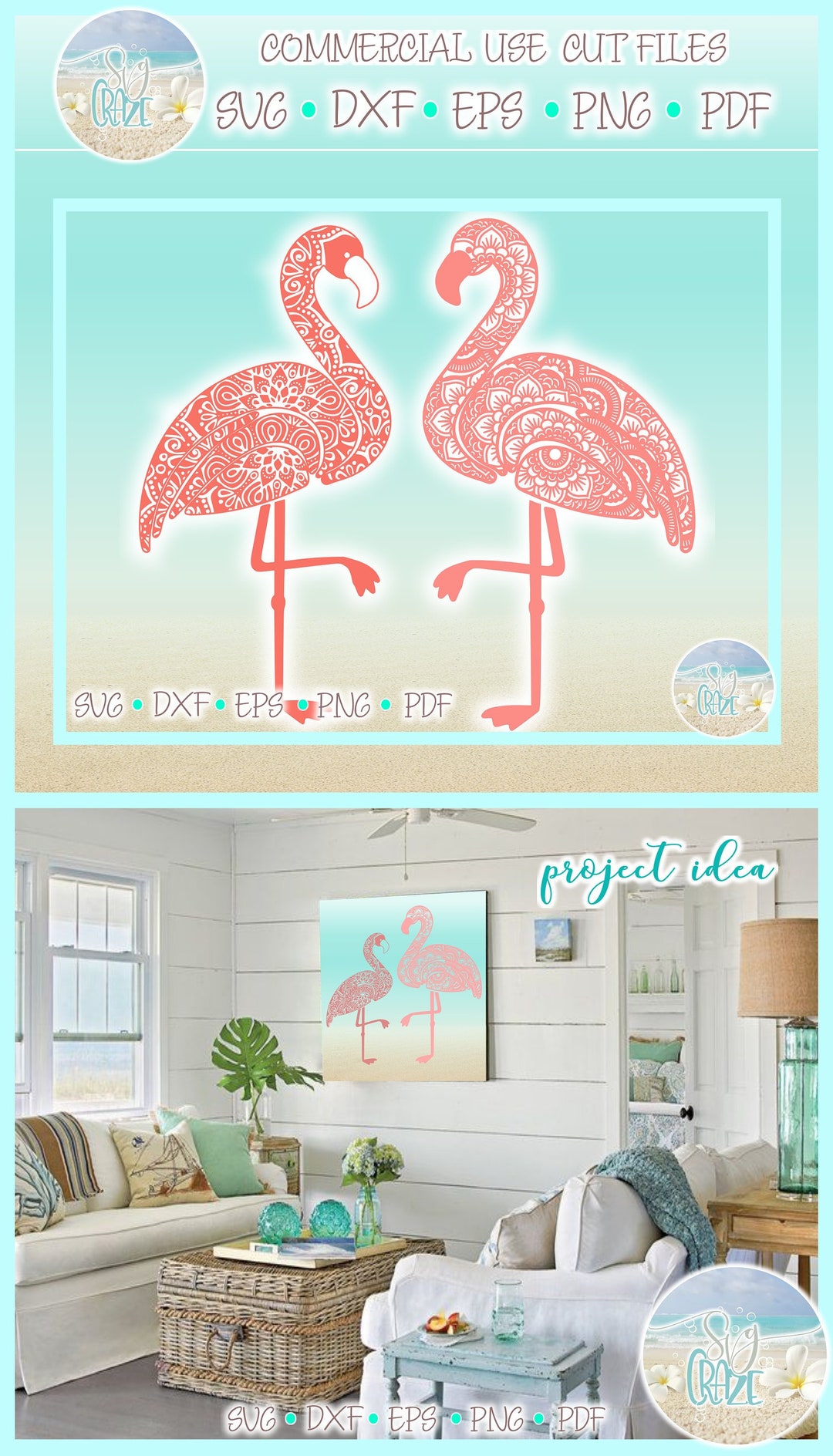 Flamingo Mandala Zentangle SVG Files for Cricut Silhouette - Dxf Eps ...