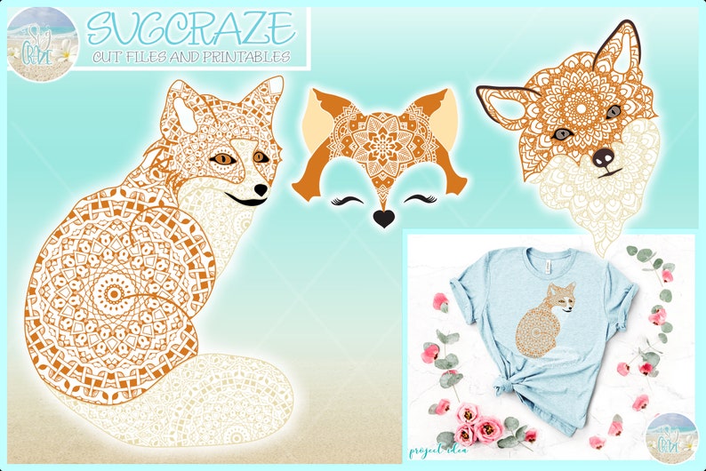 Fox Mandala Zentangle SVG Files for Cricut Silhouette - Dxf Eps Pdf Png ...