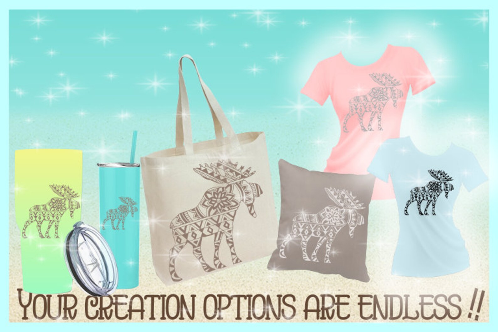Moose Mandala Zentangle SVG Files for Cricut Silhouette - Dxf Eps Pdf ...