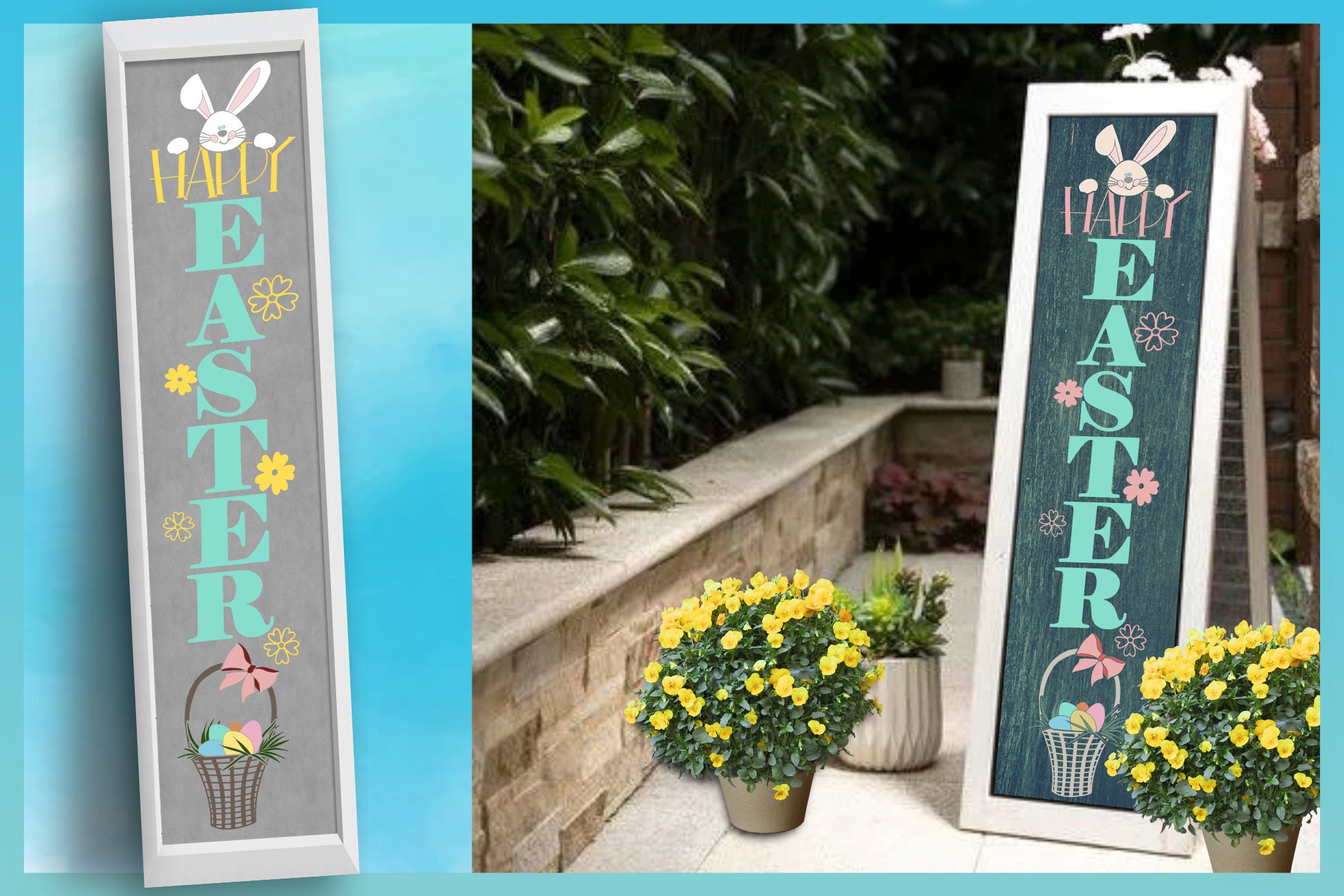 Happy Easter Tall Vertical Front Porch Sign Quote SVG Files for Cricut ...