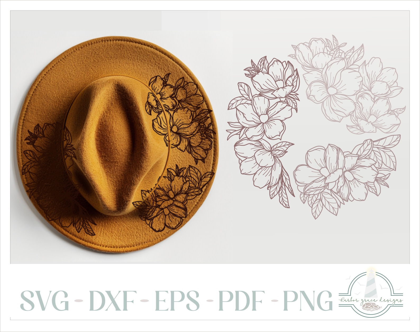 READY TO PRINT - Fits 15"x13.5" Hats - Magnolia Flowers Hat Burning ...