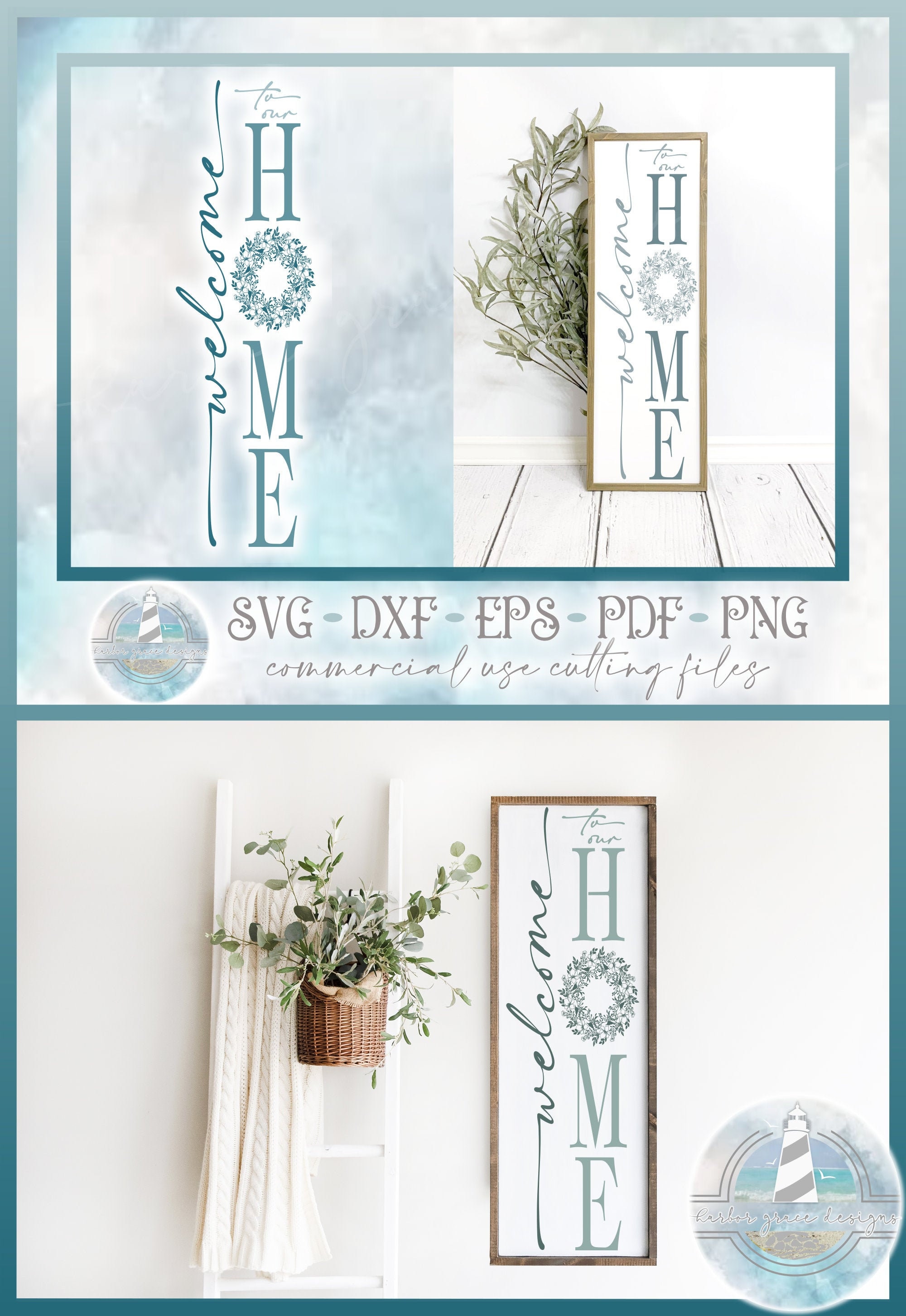 Welcome to Our Home - Tall Vertical Front Porch Sign Quote SVG Dxf Eps ...