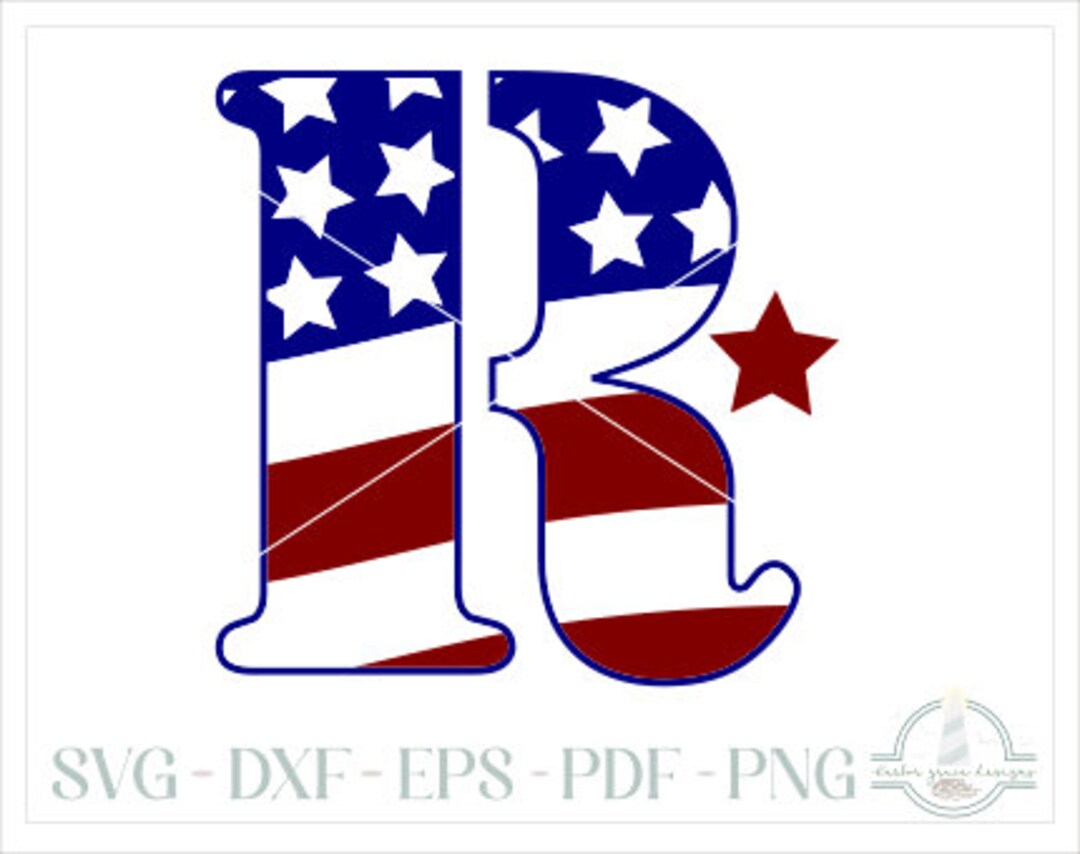 Letter R USA Flag Stars and Stripes SVG Files for Cricut Silhouette ...