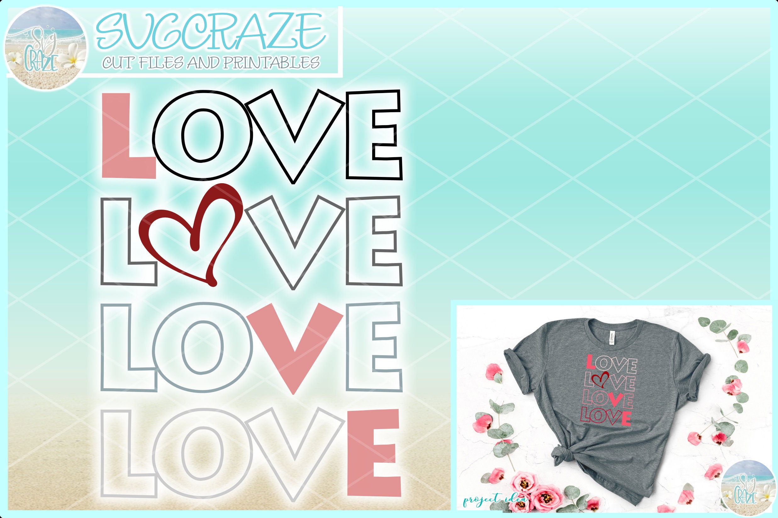 LOVE With Heart SVG Files for Cricut Silhouette Dxf Eps Pdf - Etsy