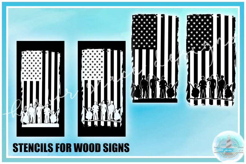 USA American Soldiers Saluting Flag Stencils Included SVG - Etsy