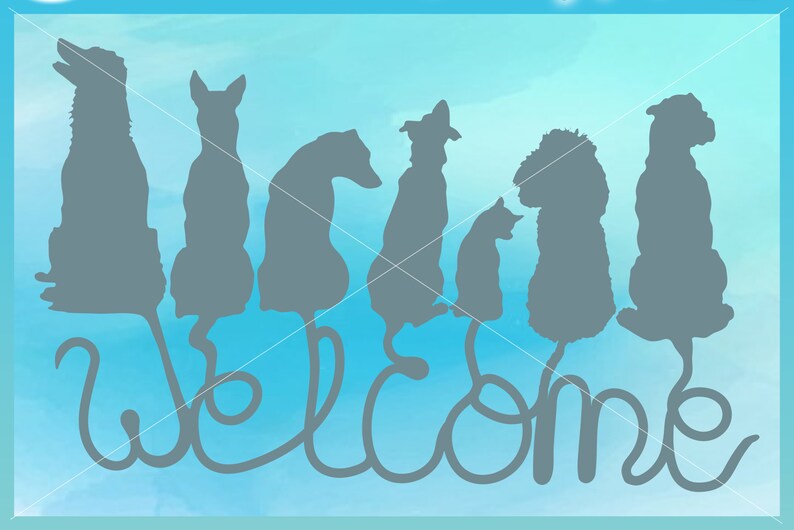 Dogs Tails Welcome Coir Mat Design SVG Files for Cricut - Etsy