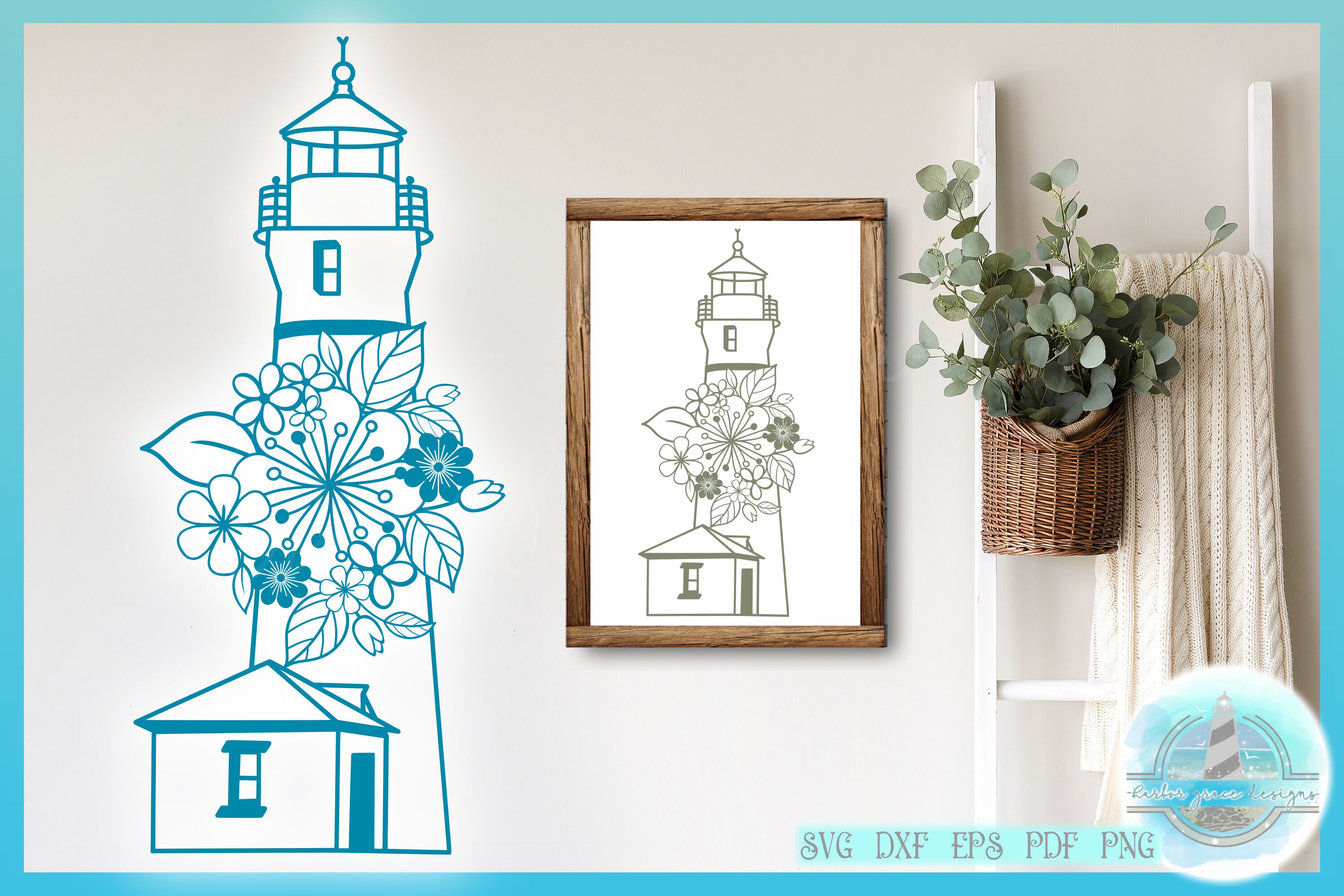 Lighthouse Floral Mandala Zentangle SVG Files for Cricut Dxf - Etsy