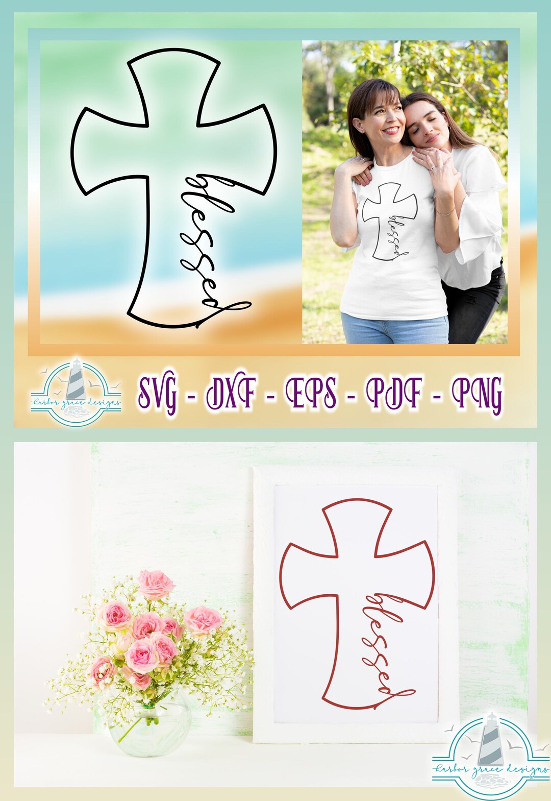 Blessed Cross Outline SVG Files for Cricut Silhouette - Dxf Eps Pdf Png ...