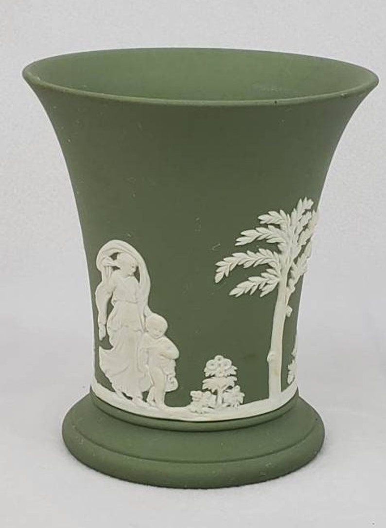 Wedgwood Sage Green Jasperware 4 Inch Posy Pot Flared Trumpet Vase ...