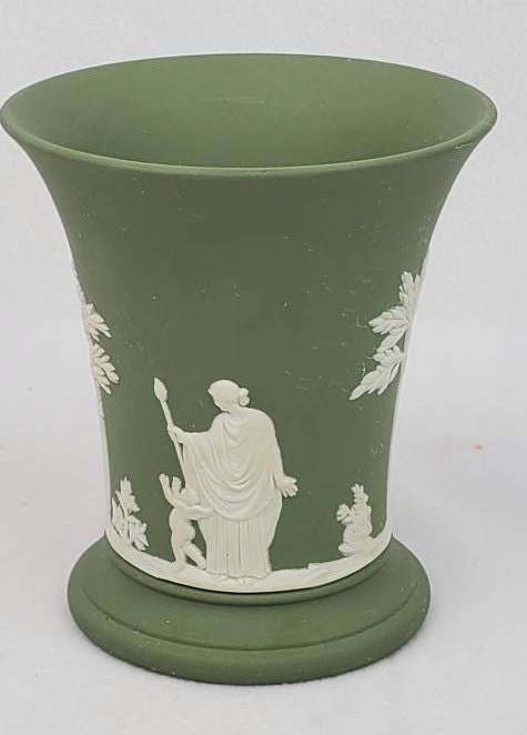 Wedgwood Sage Green Jasperware 4 Inch Posy Pot Flared Trumpet Vase ...