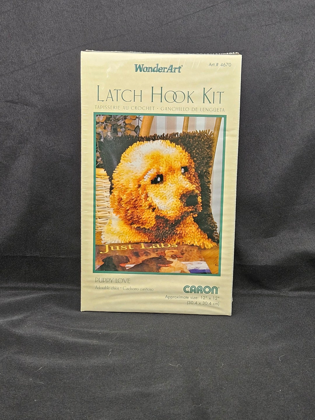 Vintage Wonderart Puppy Love Latch Hook Rug Kit, Yellow Labrador Puppy ...