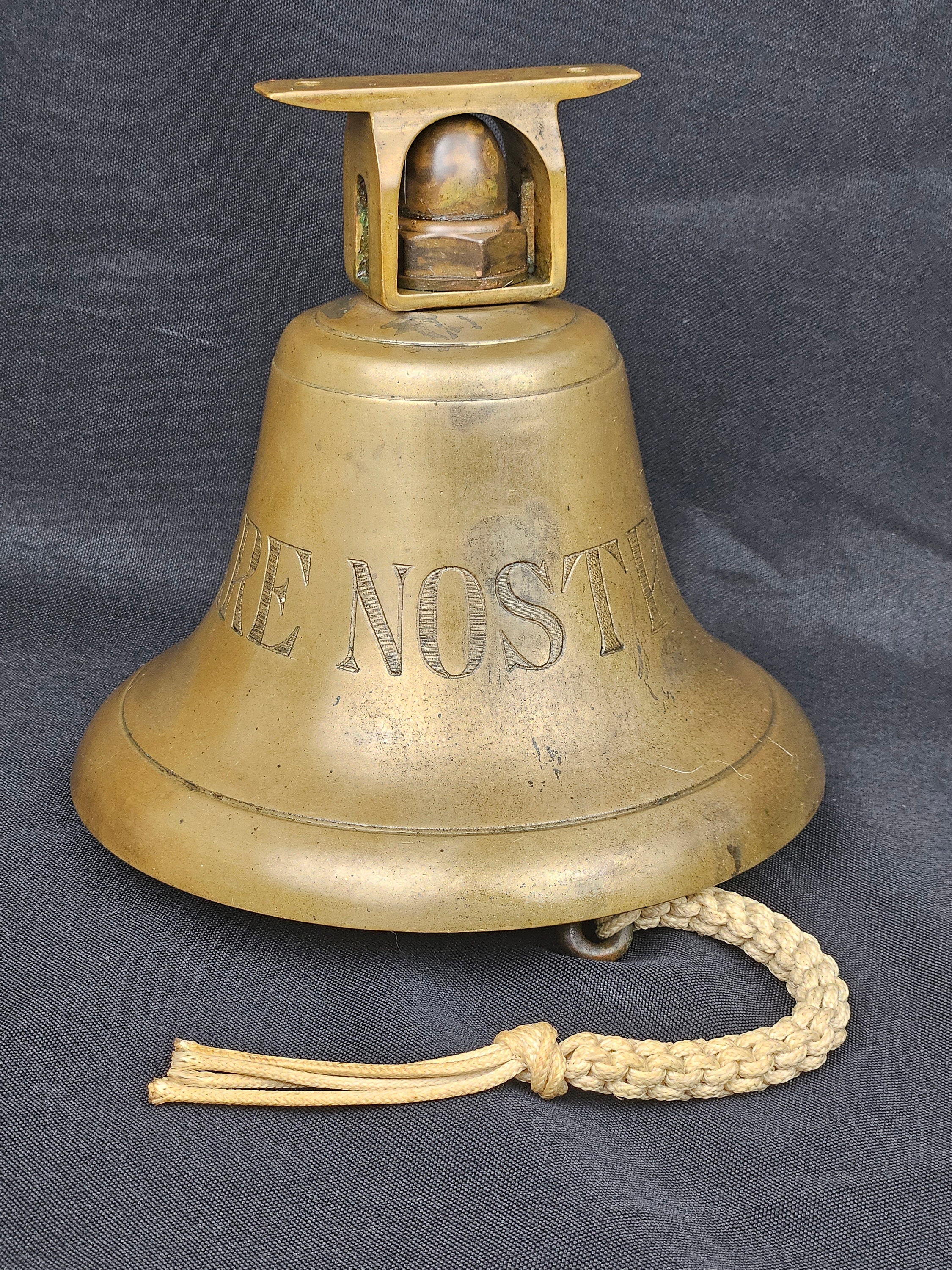 Antique Solid Brass Ship's Bell, Mare Nostrum, Mediterranean Sea ...