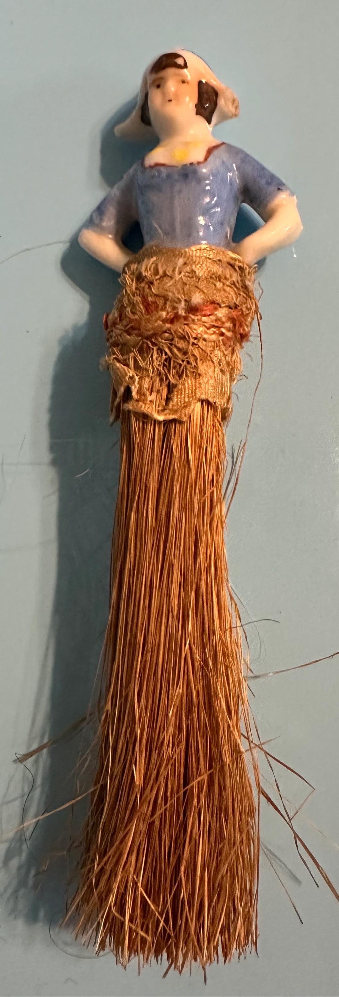 China Bonnet Head Doll Whisk Broom 1940s Vanity Hat Brush Marked ...