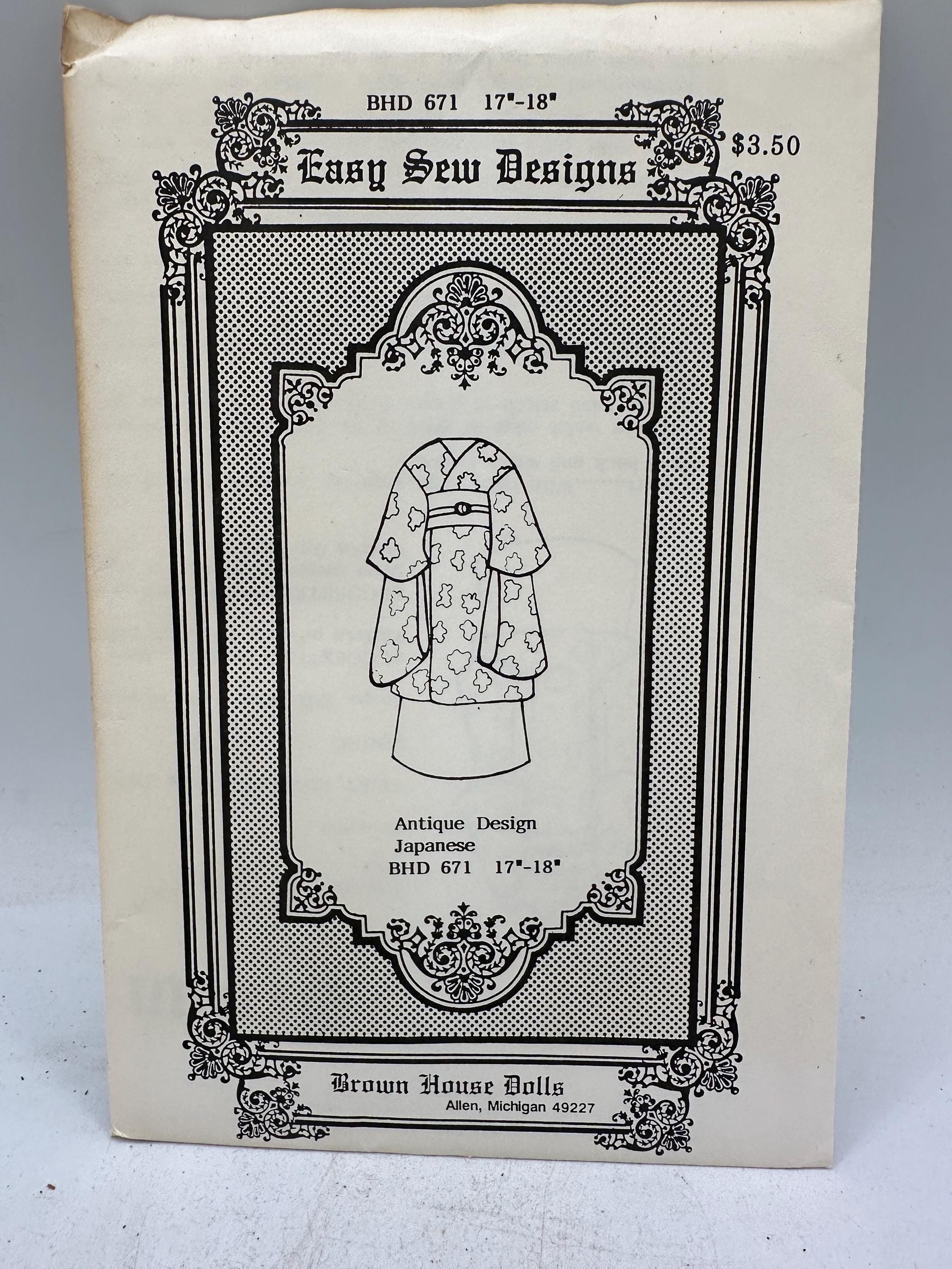 Brown House Dolls Sewing Pattern 671 Antique Japanese Kimono Style ...