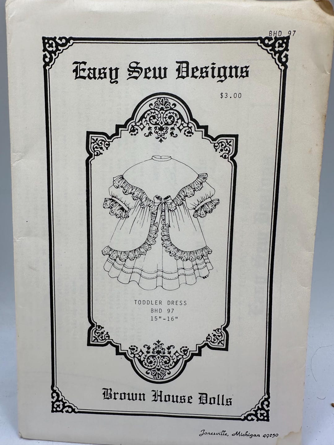 Brown House Doll Sewing Pattern 97 Toddler Dress 15”-16” - Etsy