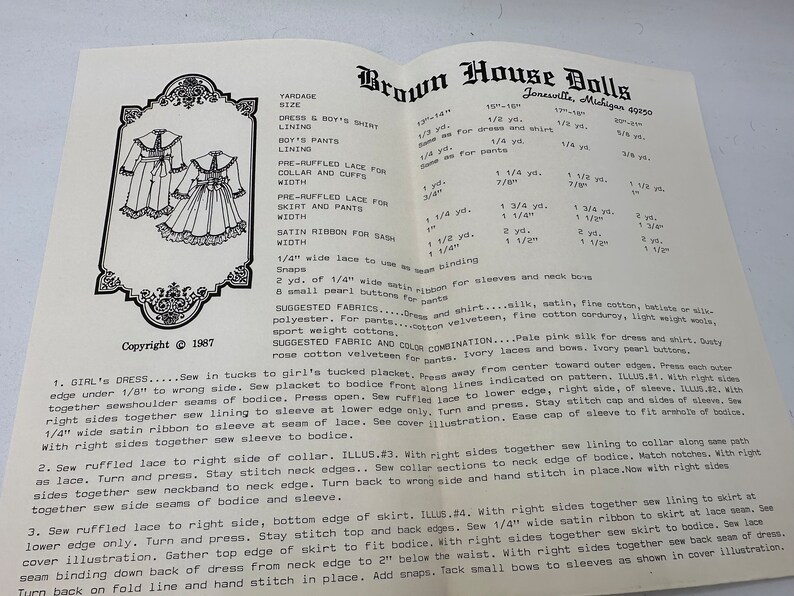 Antique Design Brother Sister Doll Sewing Pattern Brown House Dolls BHD ...