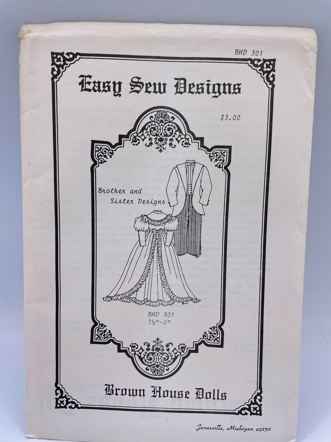 Brown House Doll Easy Sew Pattern Brother Sister Victorian Doll Dress ...