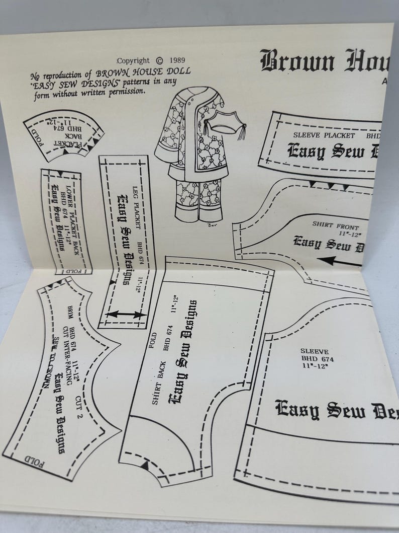 Brown House Dolls Sewing Pattern 674 Antique Chinese Style for 11-12 ...