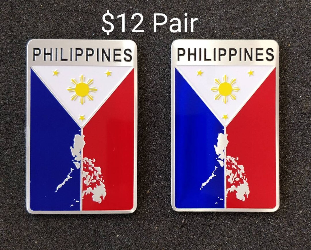 Philippines Flag Car Metal Sticker 2 Pieces FREE SHIPPING - Etsy
