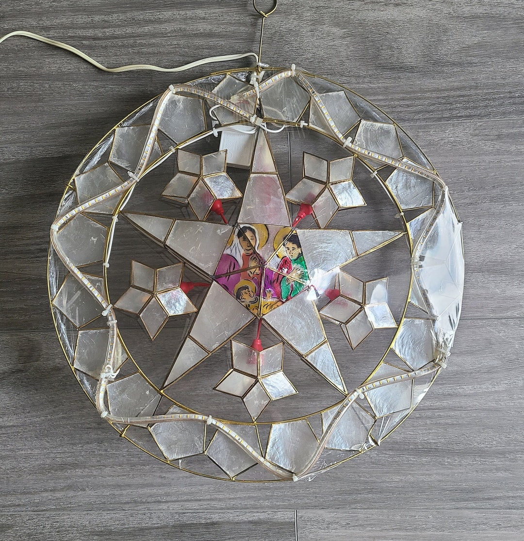 100% LED 19 Capiz Parol 19 Native White W/belen on - Etsy