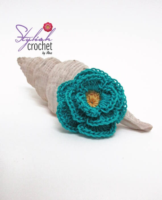 Set of 5 Blue Crochet Flowers, Flower Appliques, Rose Embellishment ...