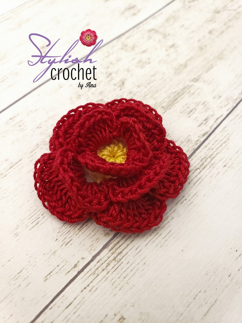 Set of 5 Red Crochet Flowers, Flower Appliques for Card Making, Jewelry ...
