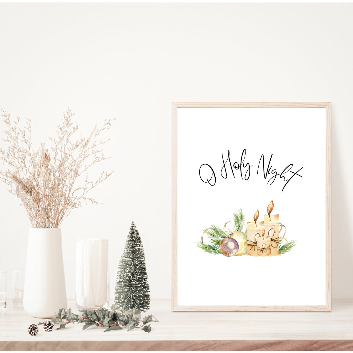 O Holy Night Print, Christmas Printable, Digital Download, Rose Gold ...