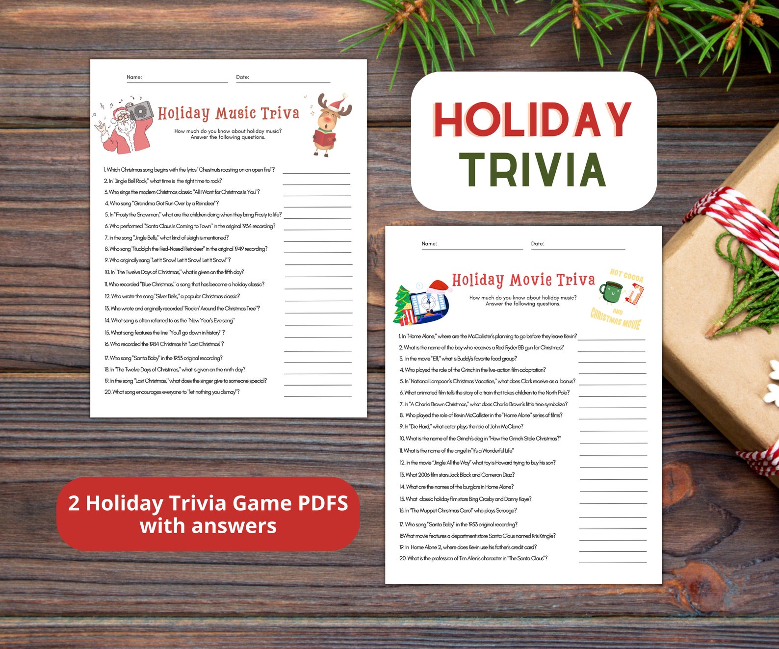 Christmas Trivia Party Games, Holiday Trivia Party Game, Christmas ...