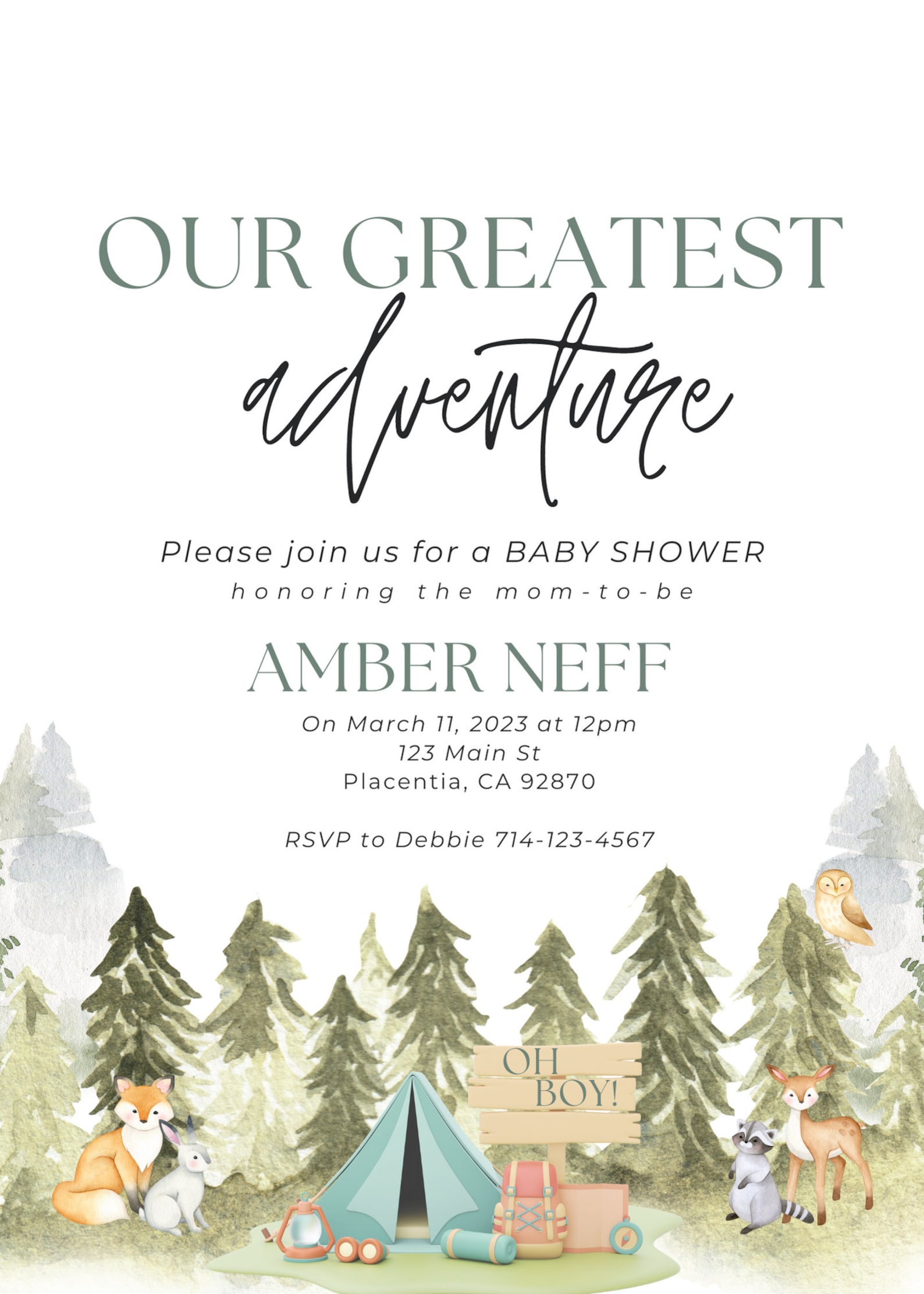 Our Greatest Adventure Baby Shower Invitation, INSTANT DOWNLOAD ...