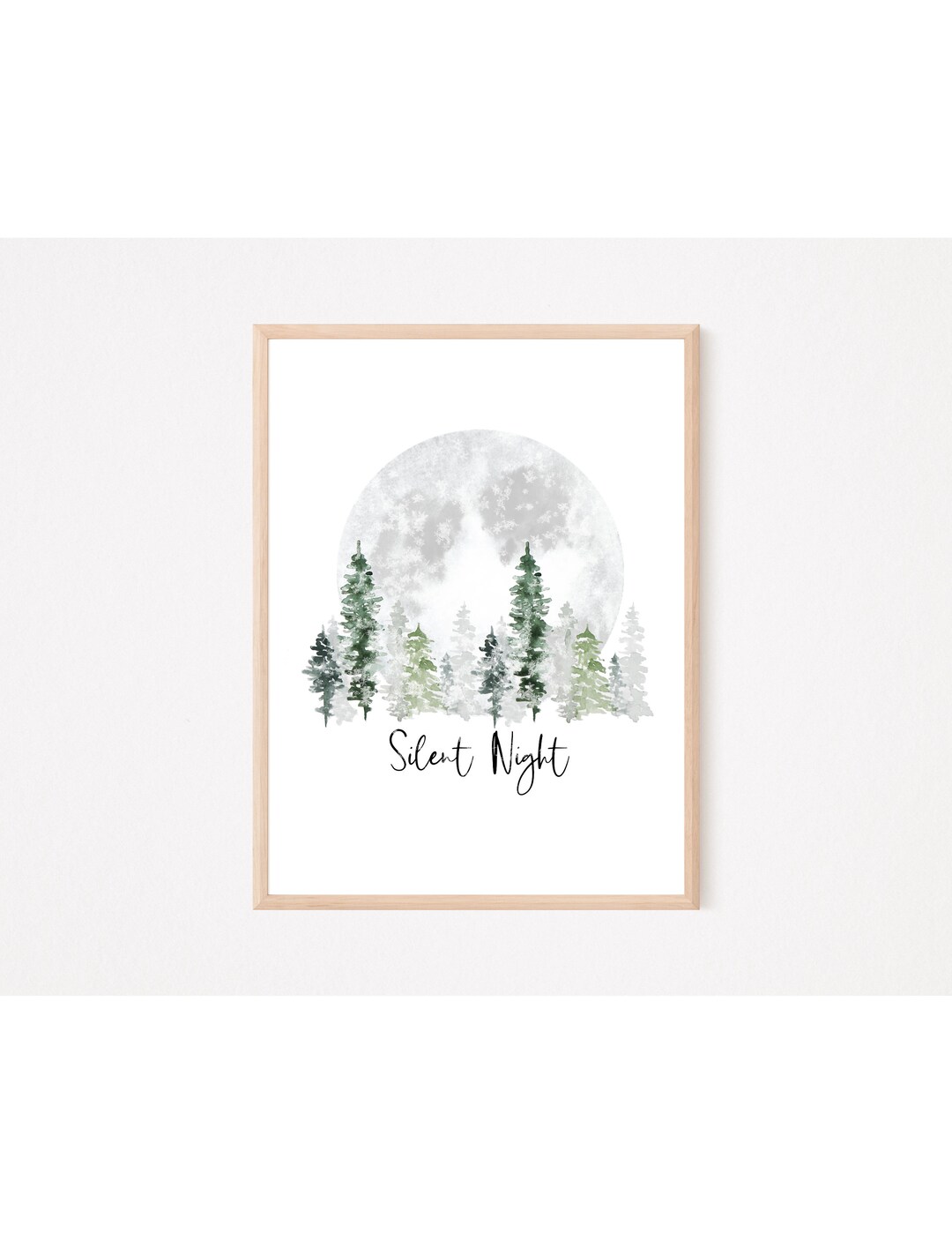 Silent Night Printable Wall Art, Watercolor Print, Christmas Printable ...