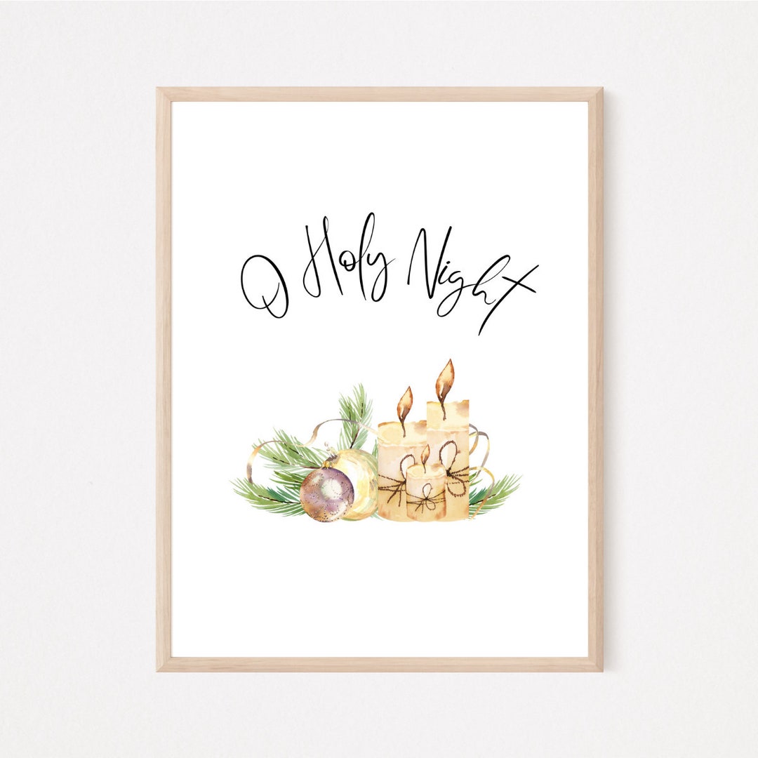 O Holy Night Print, Christmas Printable, Digital Download, Rose Gold ...