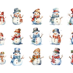 Watercolor Snowman Clipart, Frosty the Snowman, Snowman PNG, Snowman ...