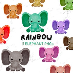 Elephant Clipart, Elephant PNG, Rainbow Elephant, Elephant Nursery ...