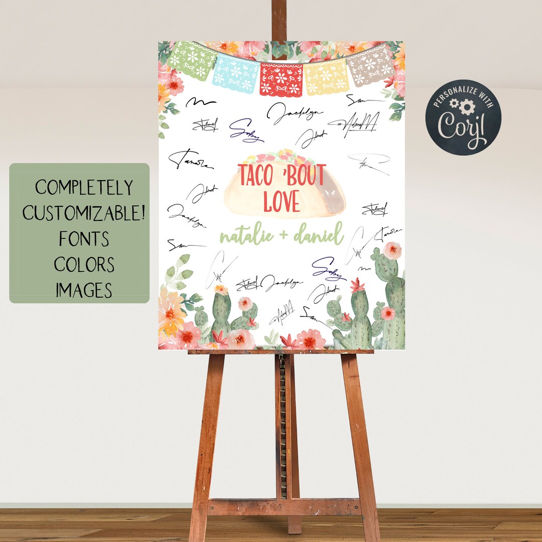 Fiesta Theme, Guestbook Sign in Poster, Taco 'bout Love, Guest Book ...