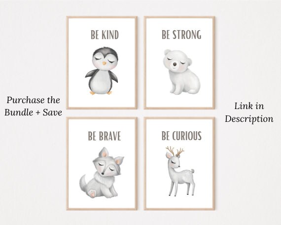 PRINTABLE Baby Arctic Animal Prints for Nursery Be Kind - Etsy