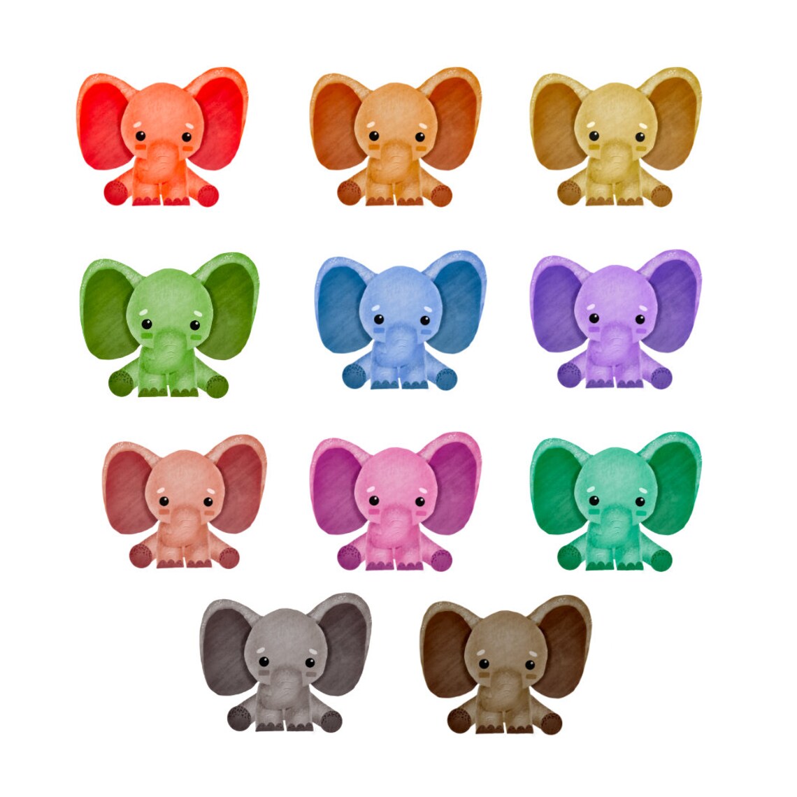 Elephant Clipart, Elephant PNG, Rainbow Elephant, Elephant Nursery ...