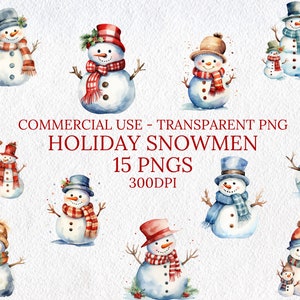 Watercolor Snowman Clipart, Frosty the Snowman, Snowman PNG, Snowman ...