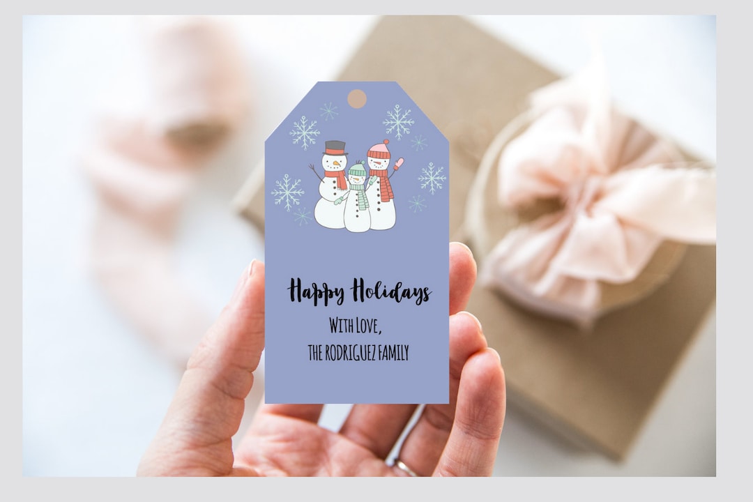 Editable Snowman Christmas Gift Tag Template, Printable Holiday Favor ...