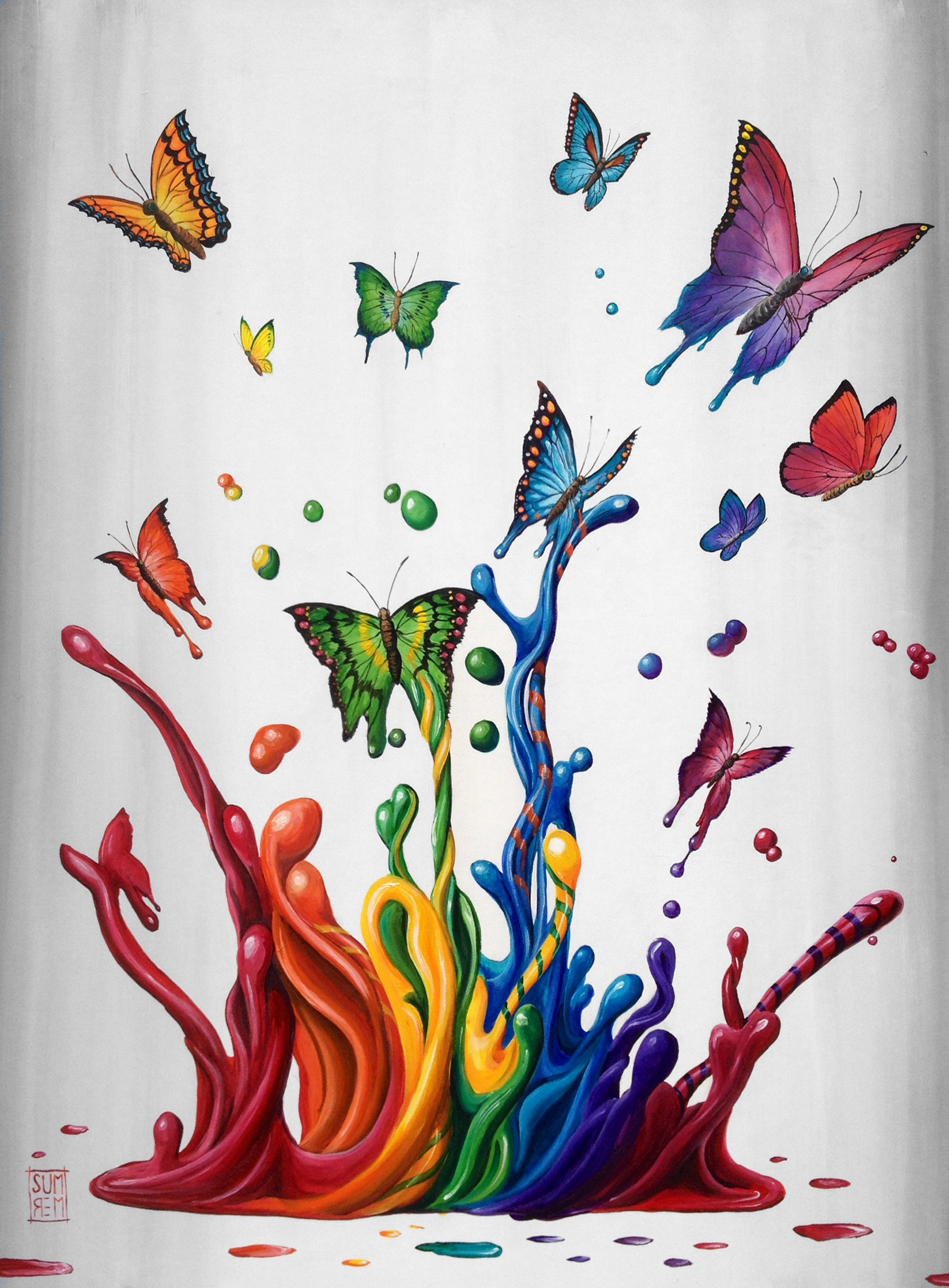 In Flight Butterfly Illustration Fine Art Print | Etsy