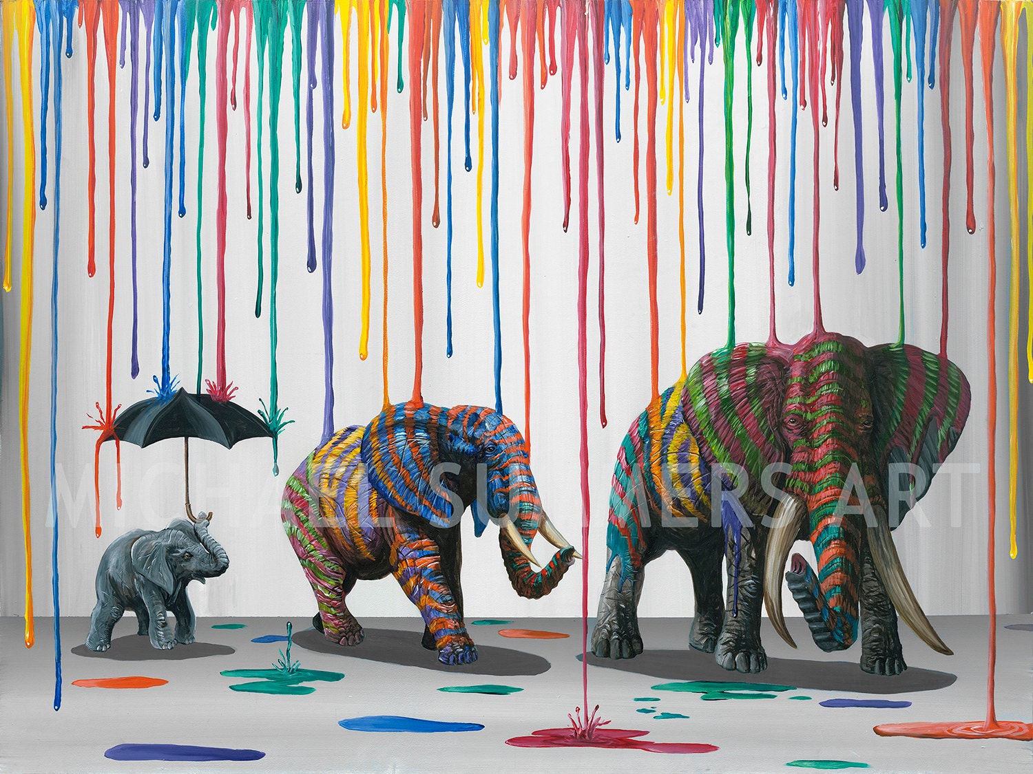 Elephant Parade - Elephant Illustration - Pop Art Print - Surrealism ...