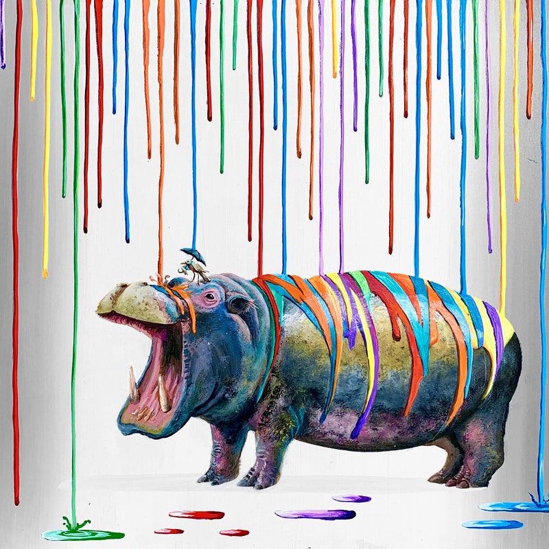 Hippo Painting - Etsy