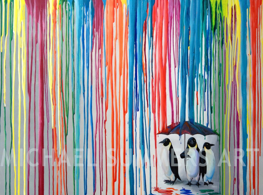 Right as Rain - Penguin Illustration - Pop Art Print - Surrealism Print ...