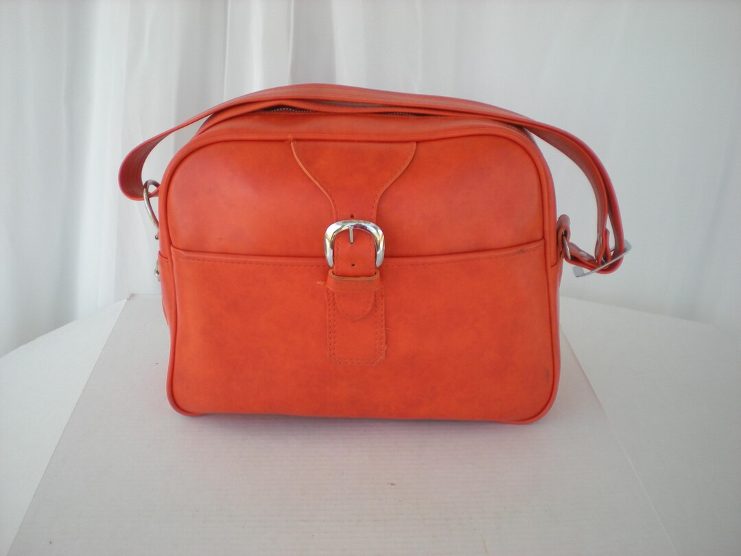 Vintage 70s Orange Vinyl Shoulder Bag, Mod Overnight Carry-on - Etsy