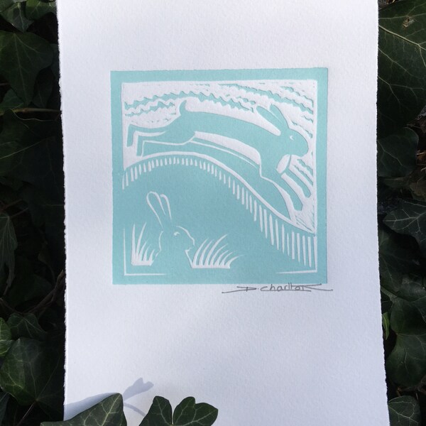 Hare Linocut - Etsy UK