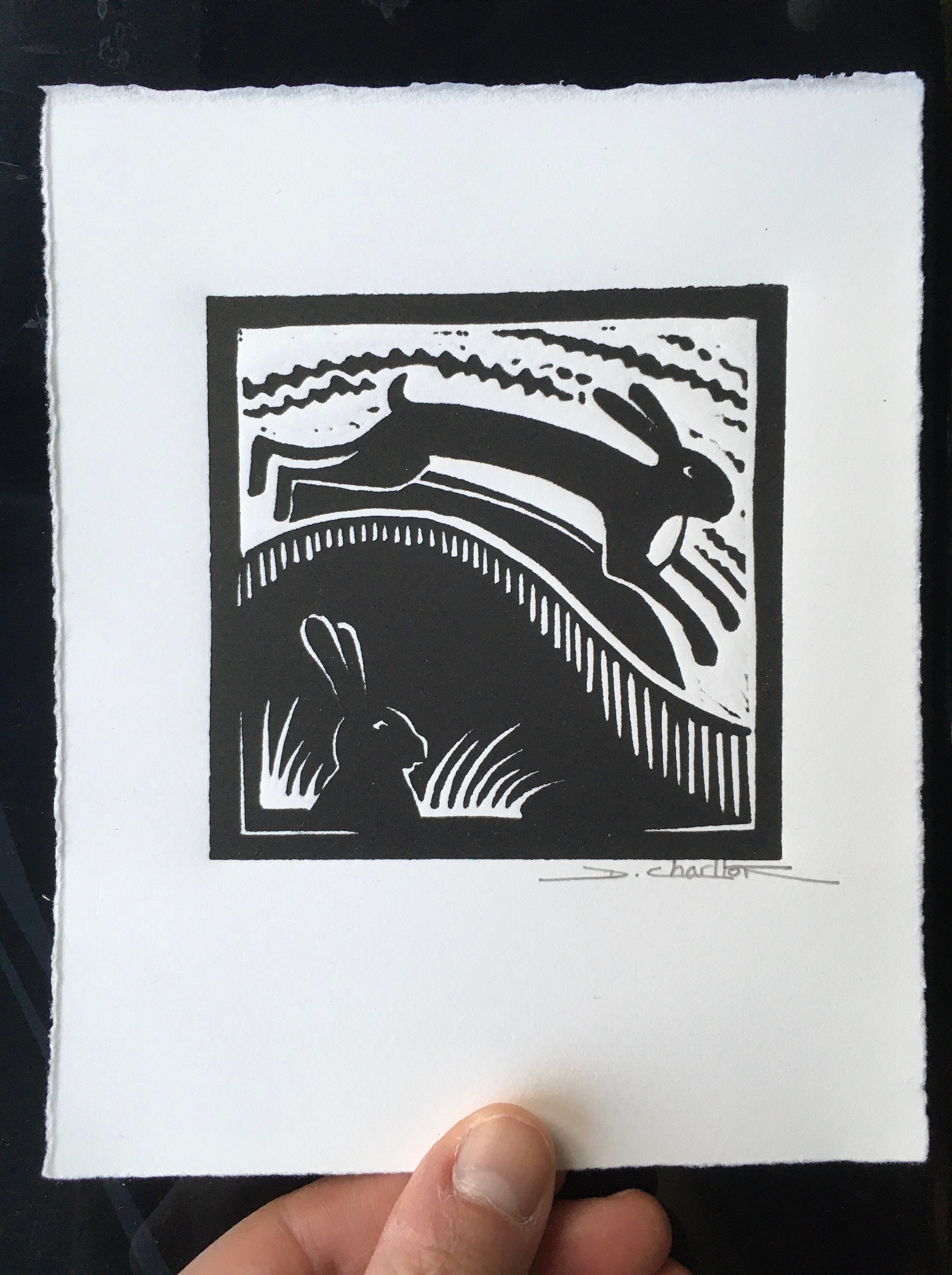 Hare Linocut Print, Handprinted, Original, Lino Print, Hare, Woodland ...