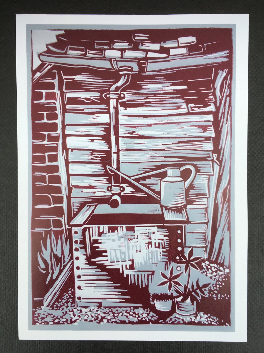 Digital Print of Great Dixter Nursery, Linocut, Signed, Reduction ...