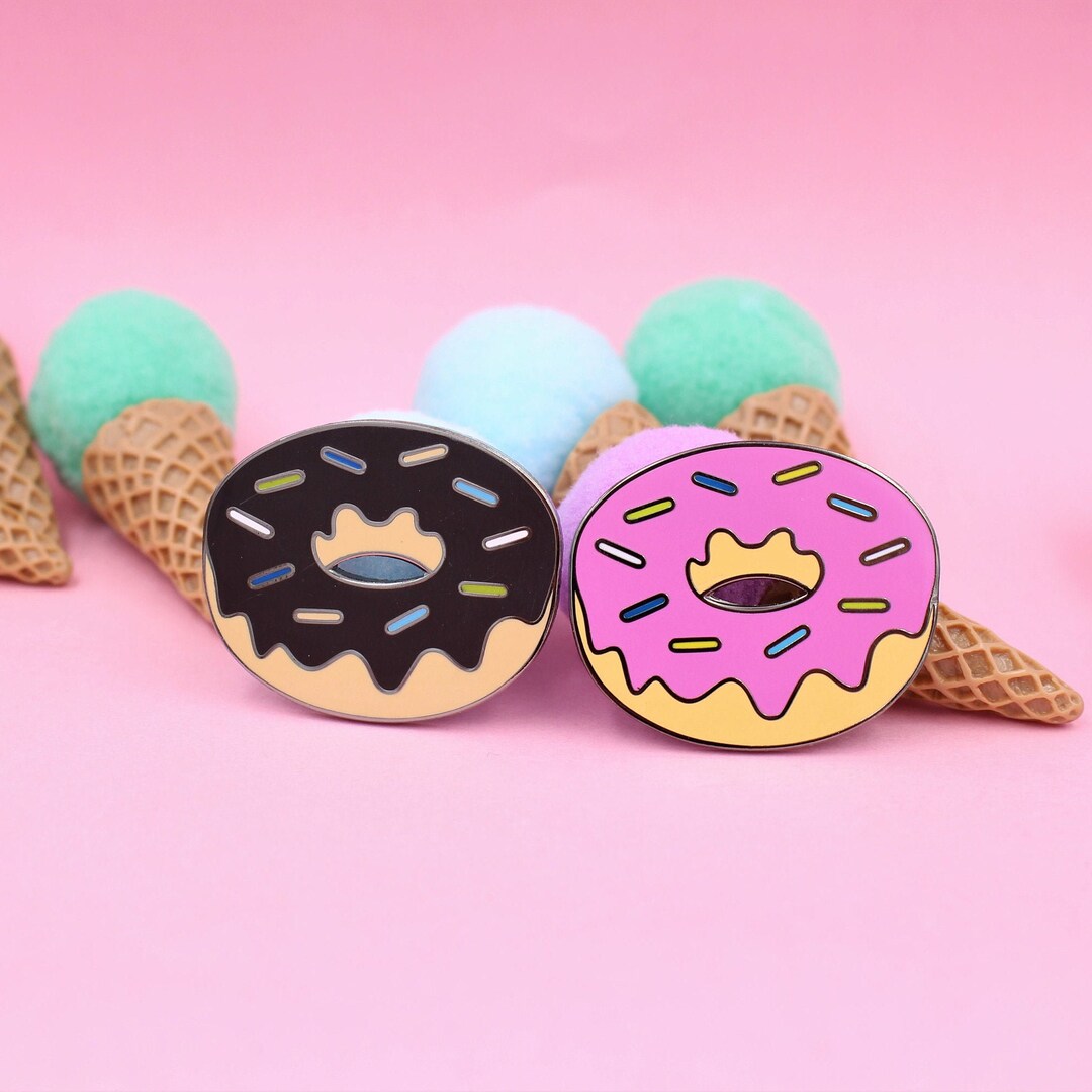 Donut Enamel Pin Pink Donut Pin Delicious Enamel Pin - Etsy