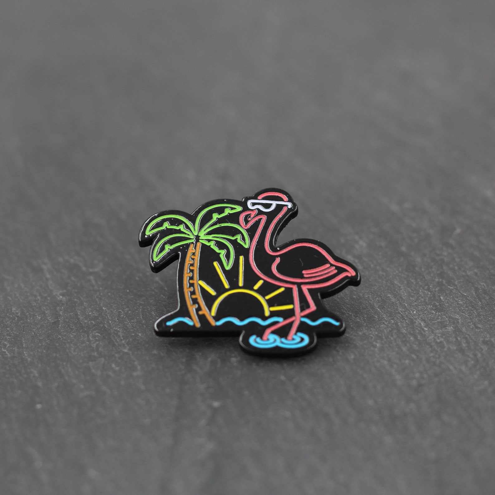 Neon Flamingo Chill Life Flamingo Beach Enamel Pin - Etsy