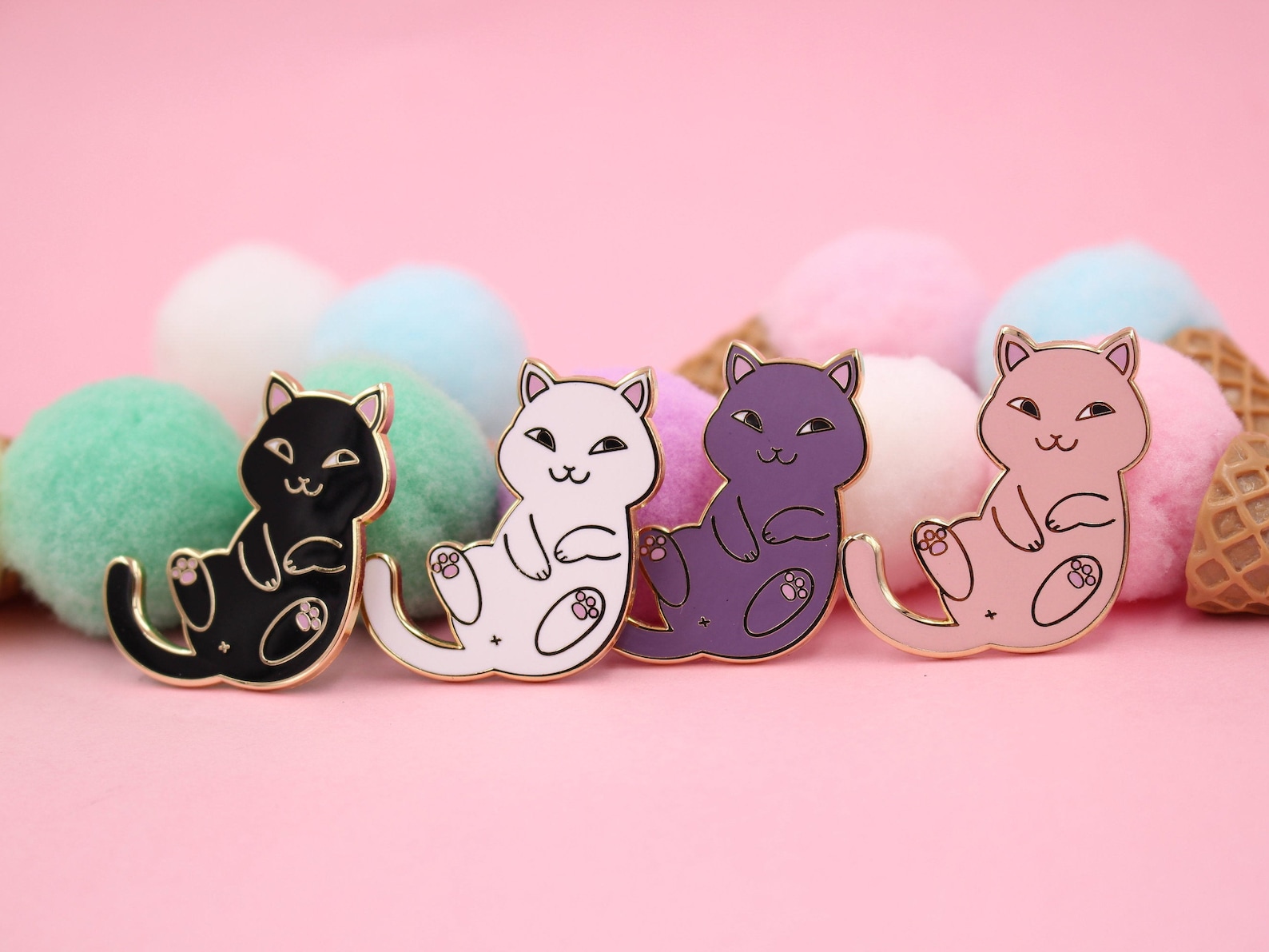 Playful Cat Enamel Pin Cute & Funny Cat Lapel Pin Set in - Etsy