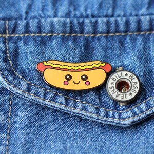 Hot Dog Pin Super Kawaii Food Enamel Pin - Etsy